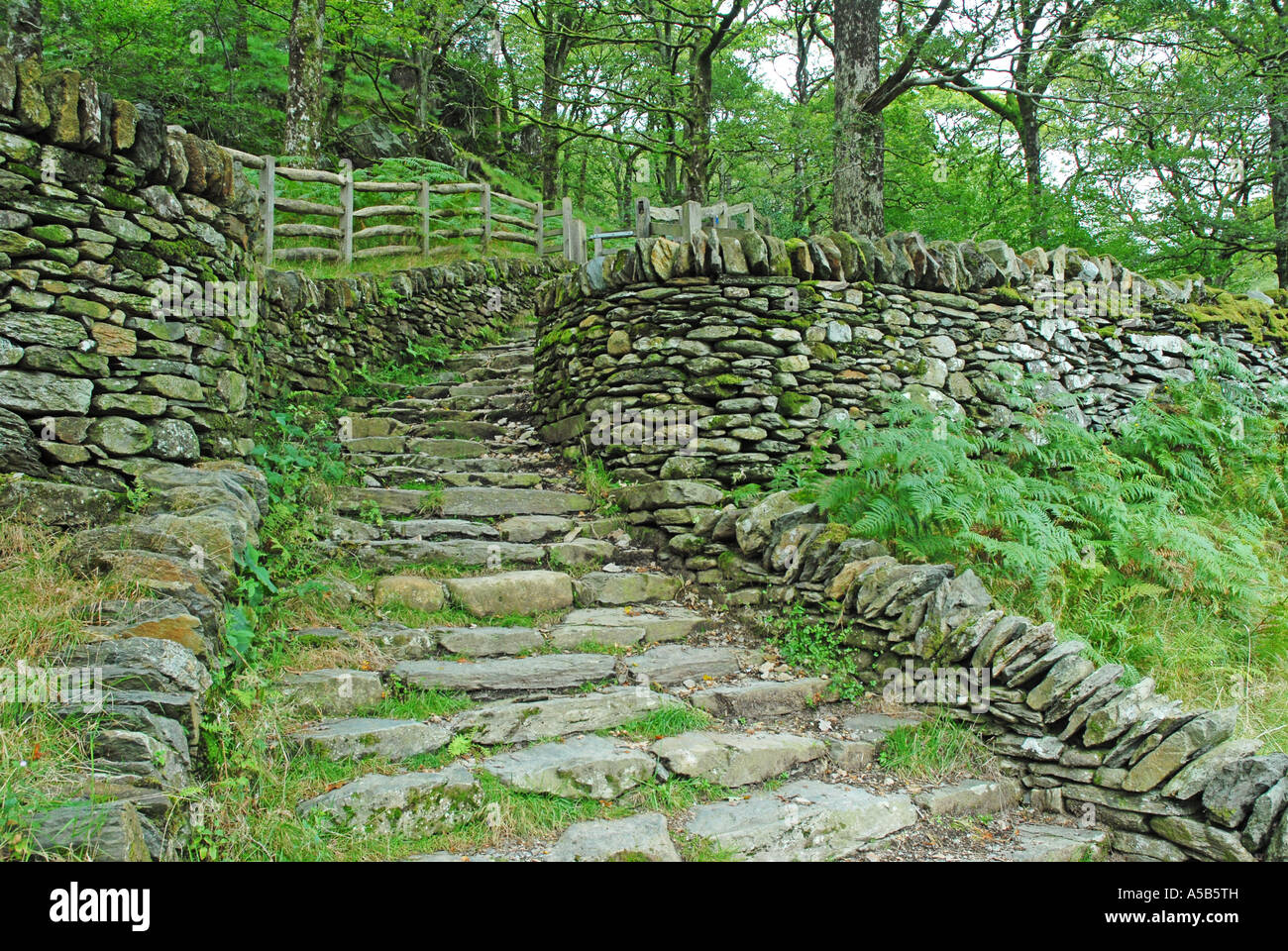 Example of ancient Dry Stone Wall and steps Stock Photo - Alamy