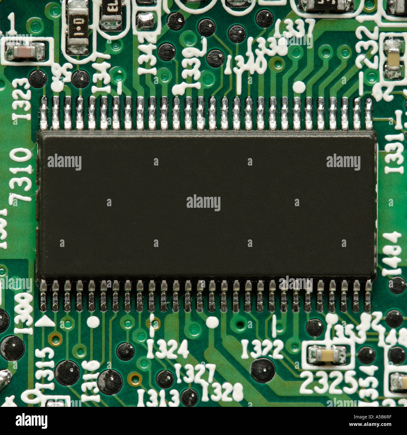 Extreme closeup of microchip on circuit board Stock Photo - Alamy