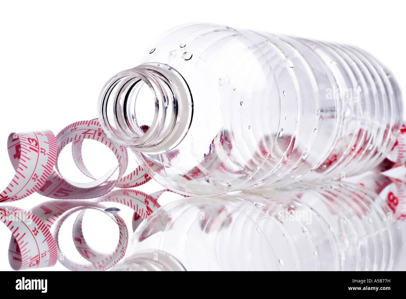 Water bottle wrapped with a tape measure Stock Photo - Alamy