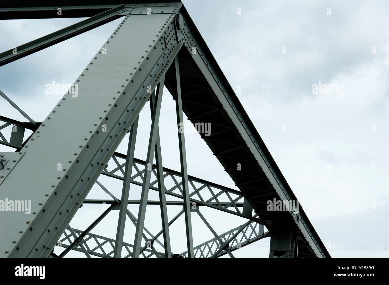 Stable architectural girder and framing structure on metal bridge Stock ...