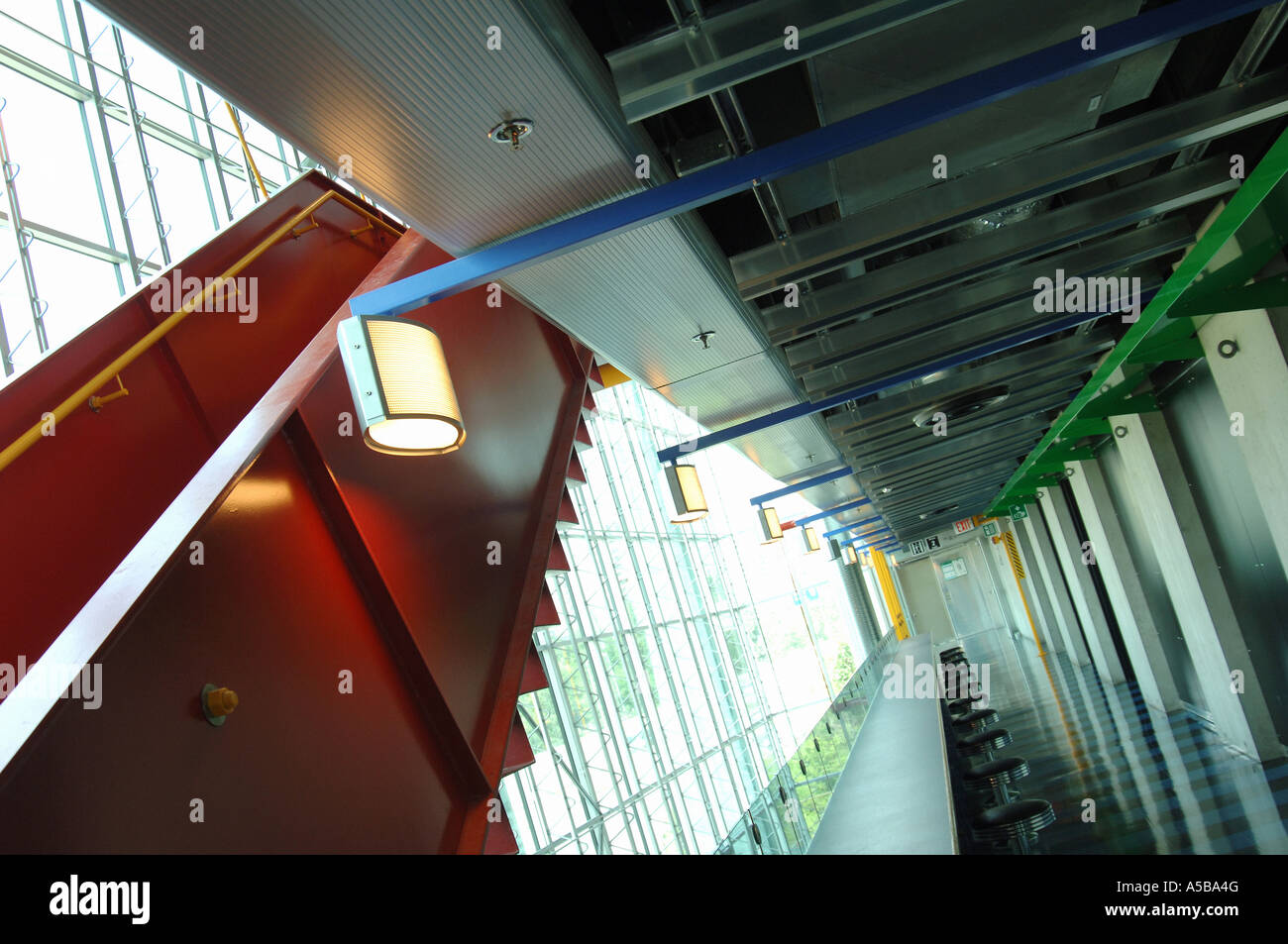 Contemporary University corridor Stock Photo - Alamy