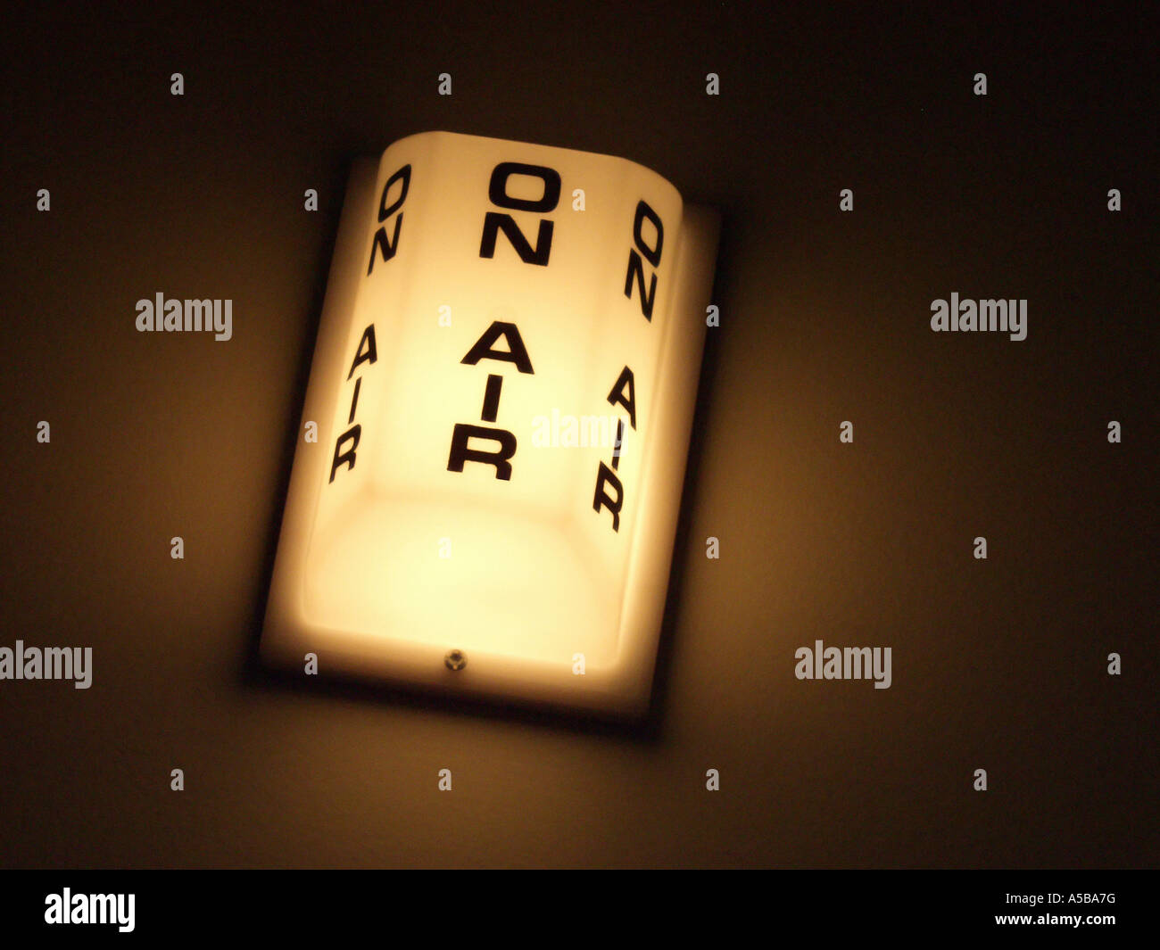 On air warning light lit up in television or radio studio Stock Photo ...