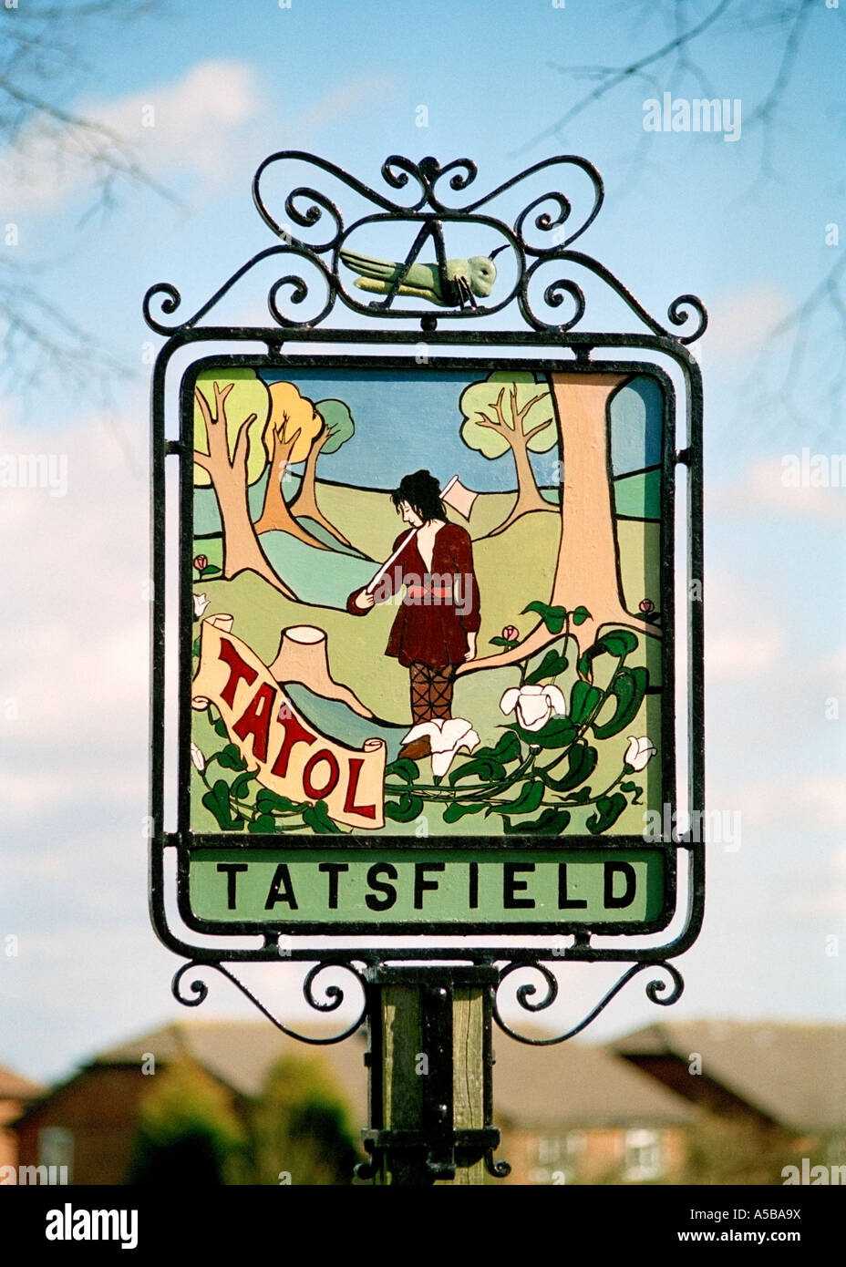 Tatsfield village sign Kent England UK Stock Photo - Alamy
