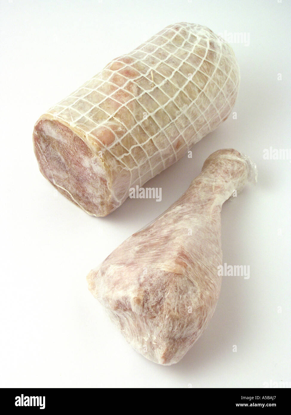 Frozen turkey leg and pork meat Stock Photo - Alamy
