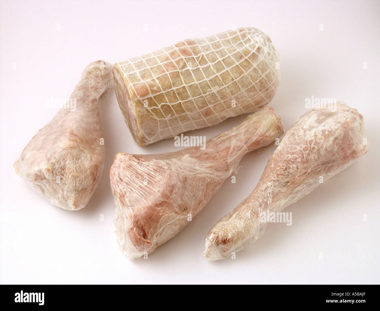 Frozen turkey legs and pork meat Stock Photo - Alamy