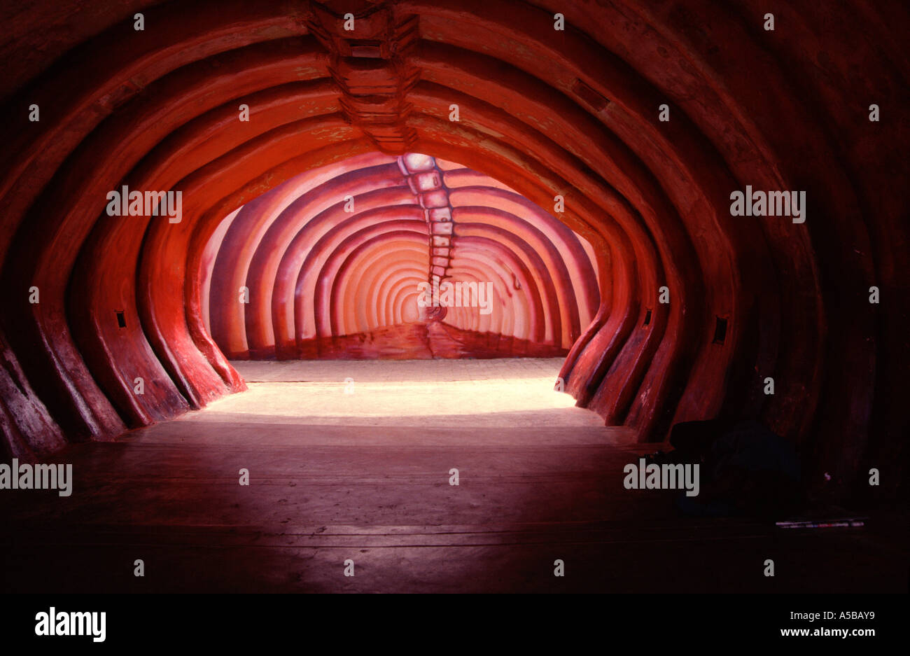 A corridor depicting shark stomach in MGR Film city in Chennai India ...