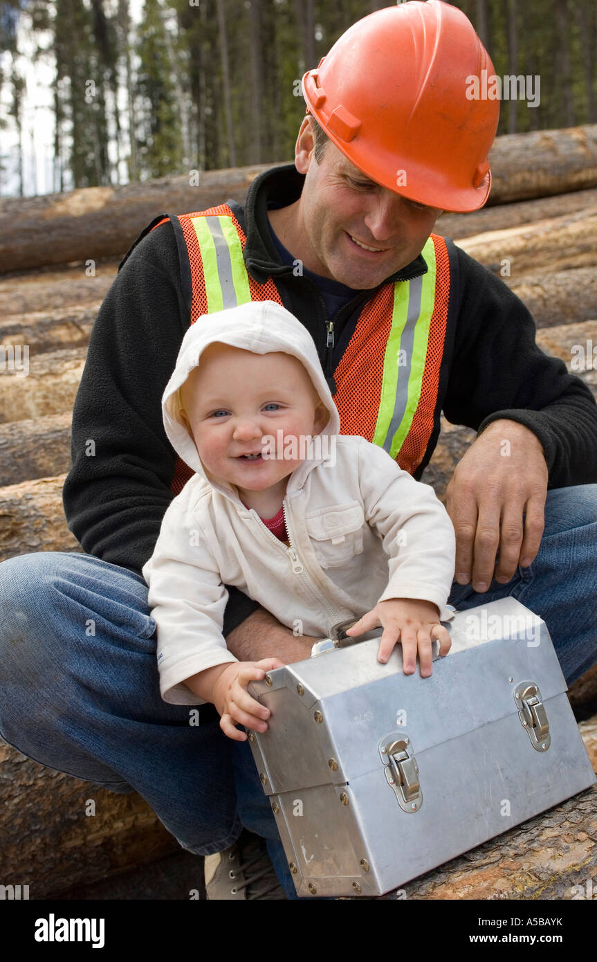 Dad and baby go to work Stock Photo - Alamy