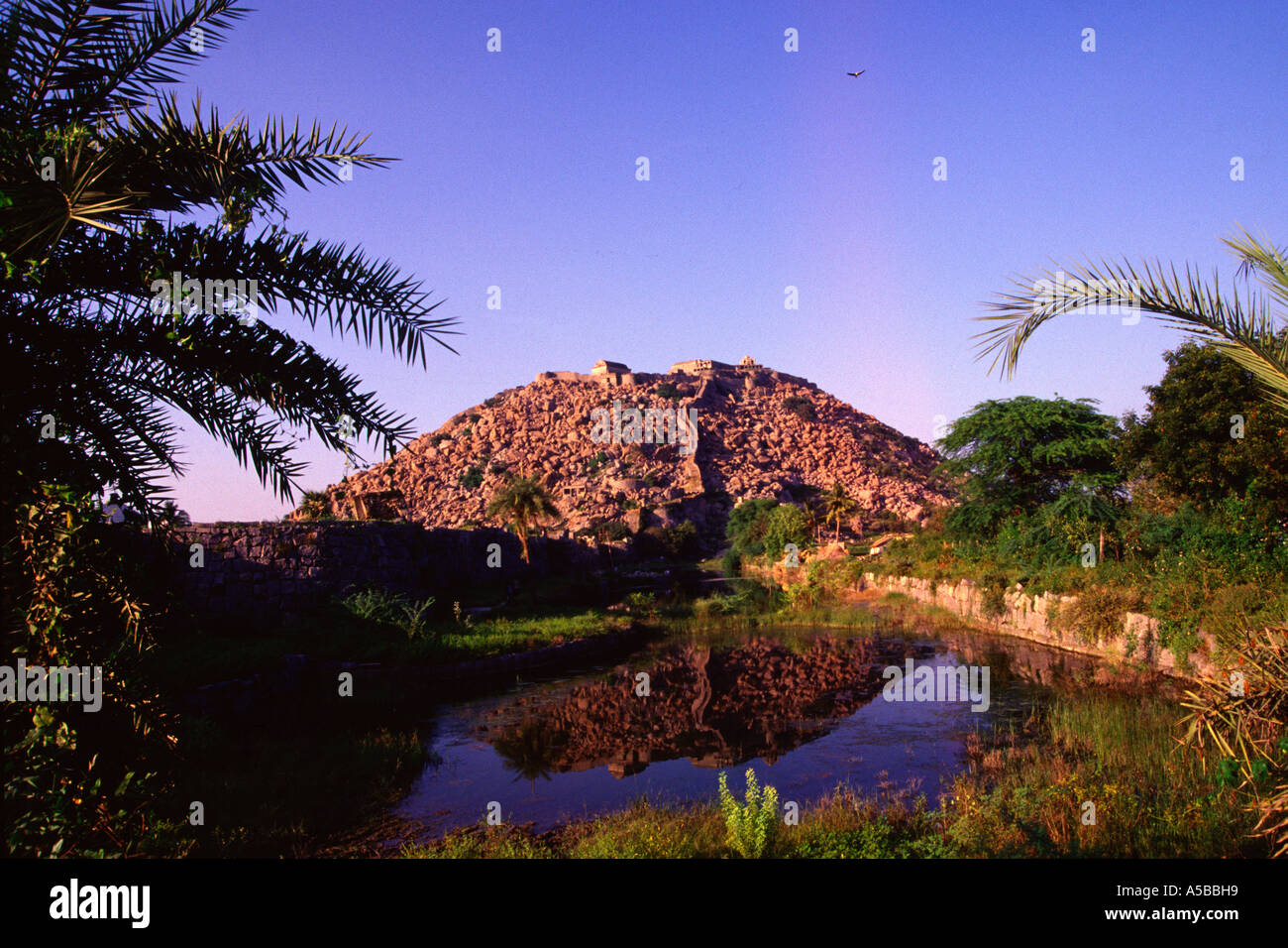 Distant view of the surviving Gingee Fort also known as Chenji or Jinji ...