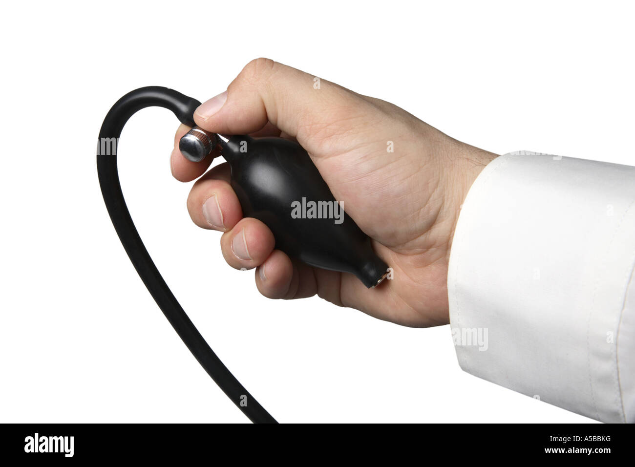 Doctor's Hand Checking Blood Pressure cut out on white background Stock ...