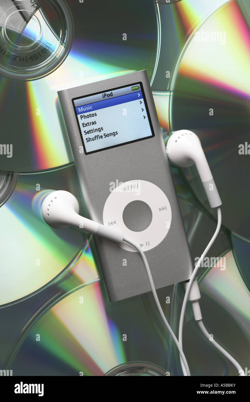 I-pod Nano MP3 Player on Compact Disks Stock Photo - Alamy