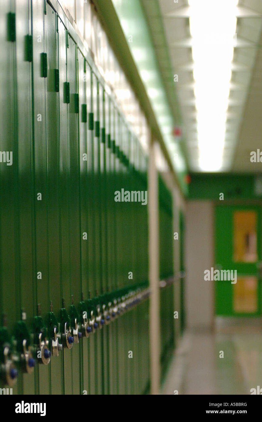 Green student lockers school hallway hi-res stock photography and ...