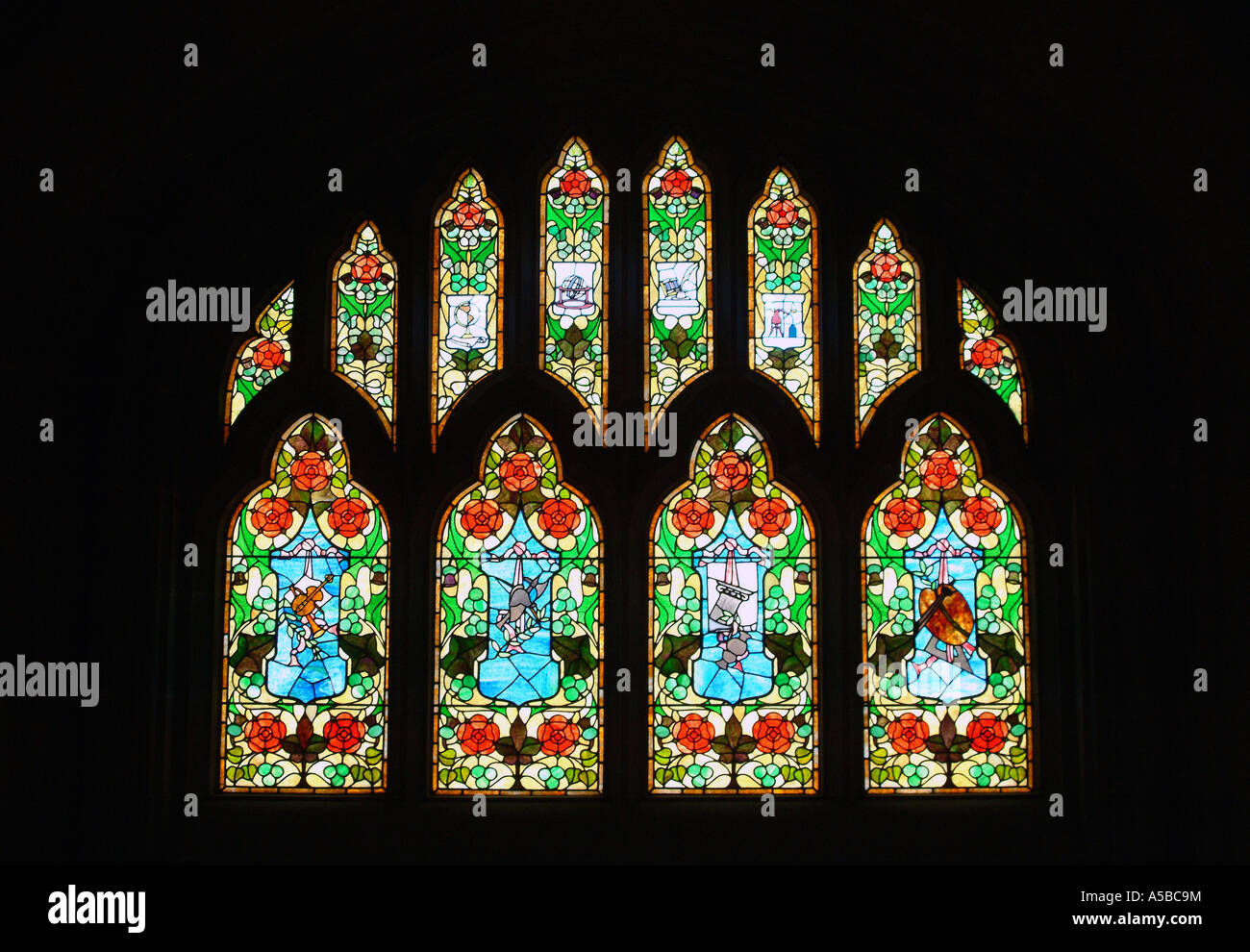 Stained glass window in old heritage building Stock Photo - Alamy