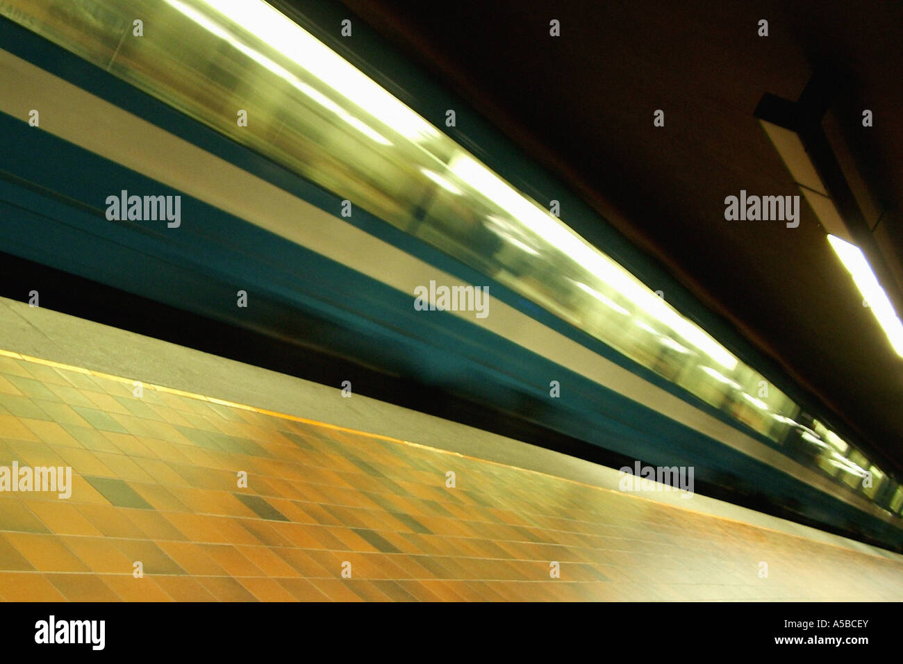 Speeding Metro subway train in Montreal Stock Photo - Alamy