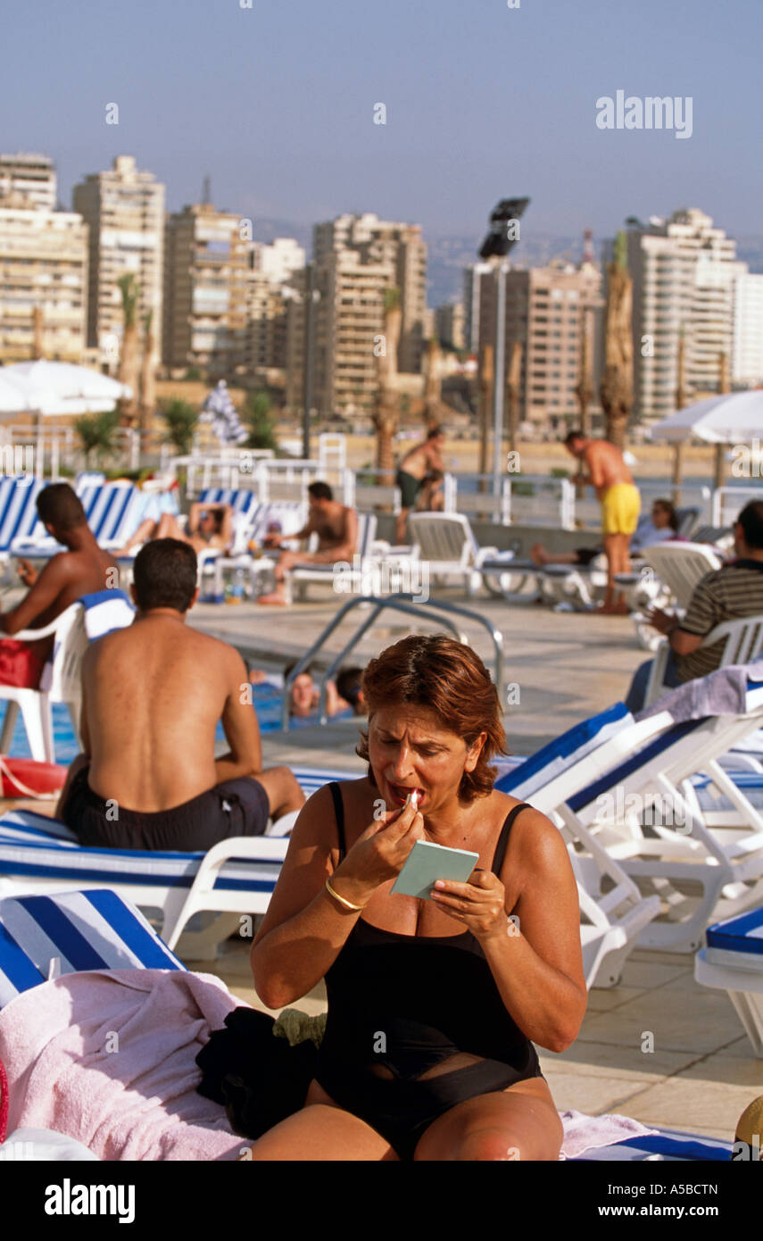 Guests at swimming pool of hotel, Beirut, Lebanon Stock Photo - Alamy