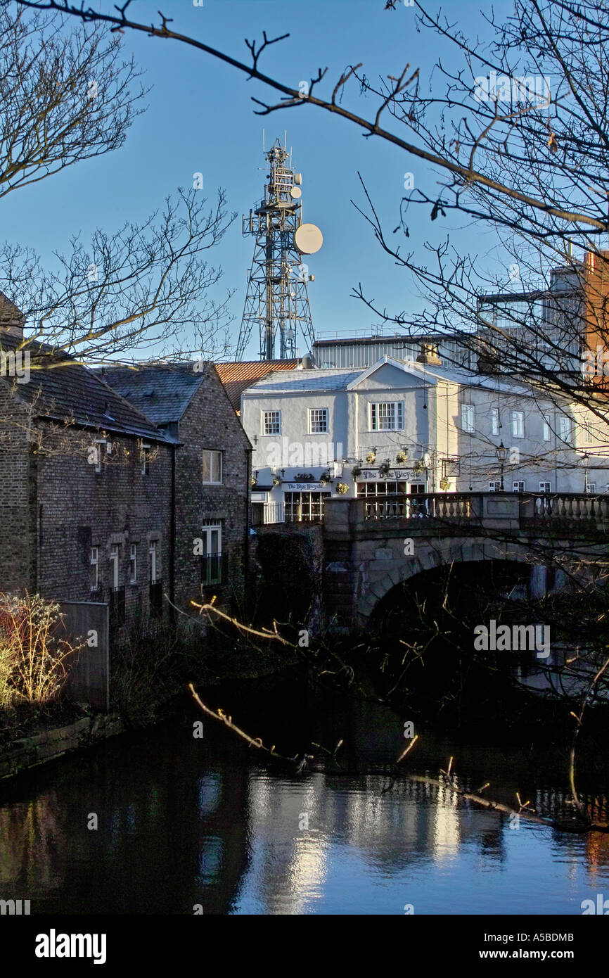 Foss Bridge River Foss with BT phone tower behind York Stock Photo - Alamy