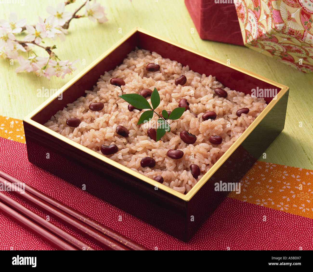 Steamed rice with adzuki Stock Photo - Alamy
