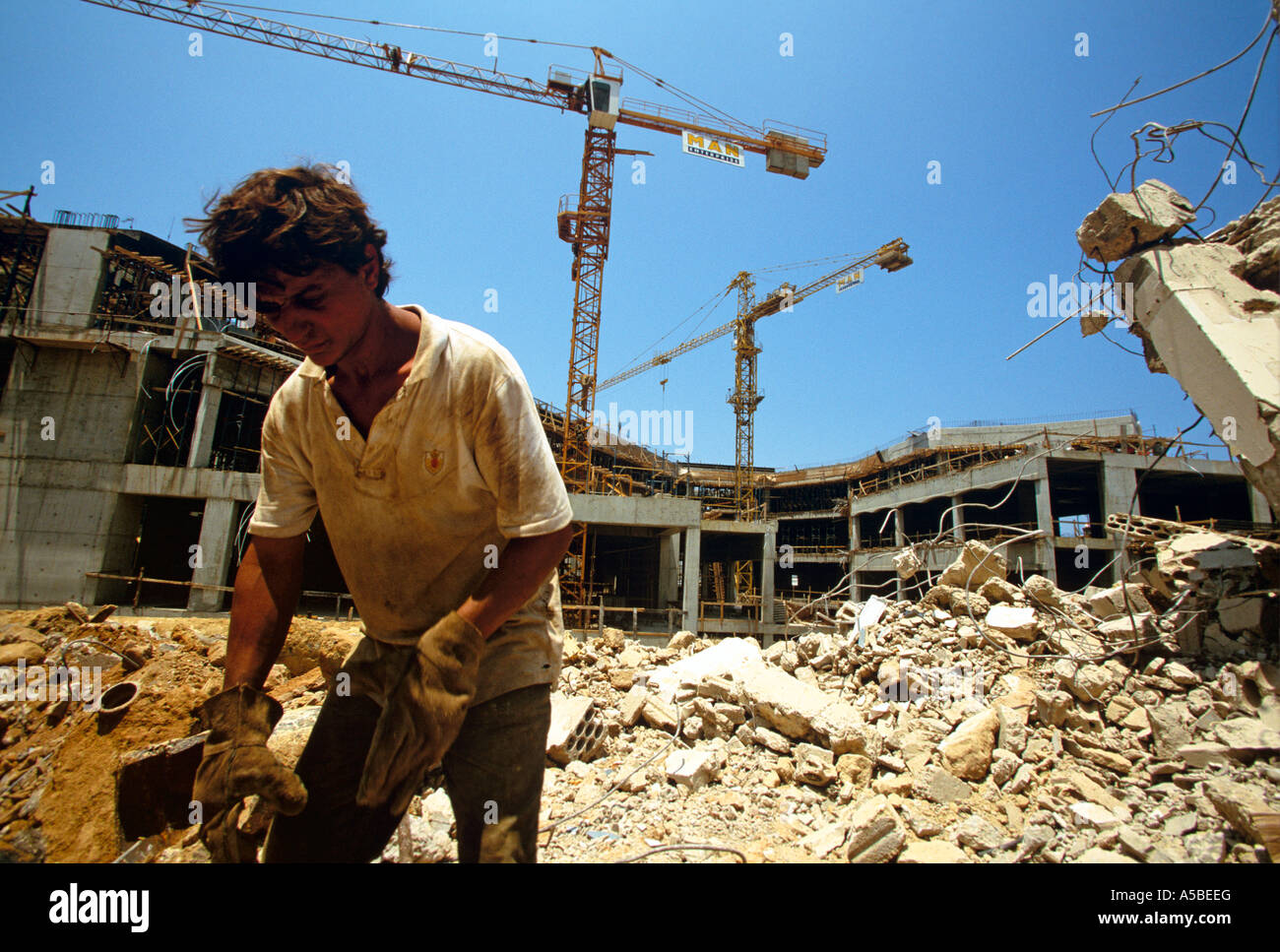 Construction workers in Beirut Stock Photo - Alamy