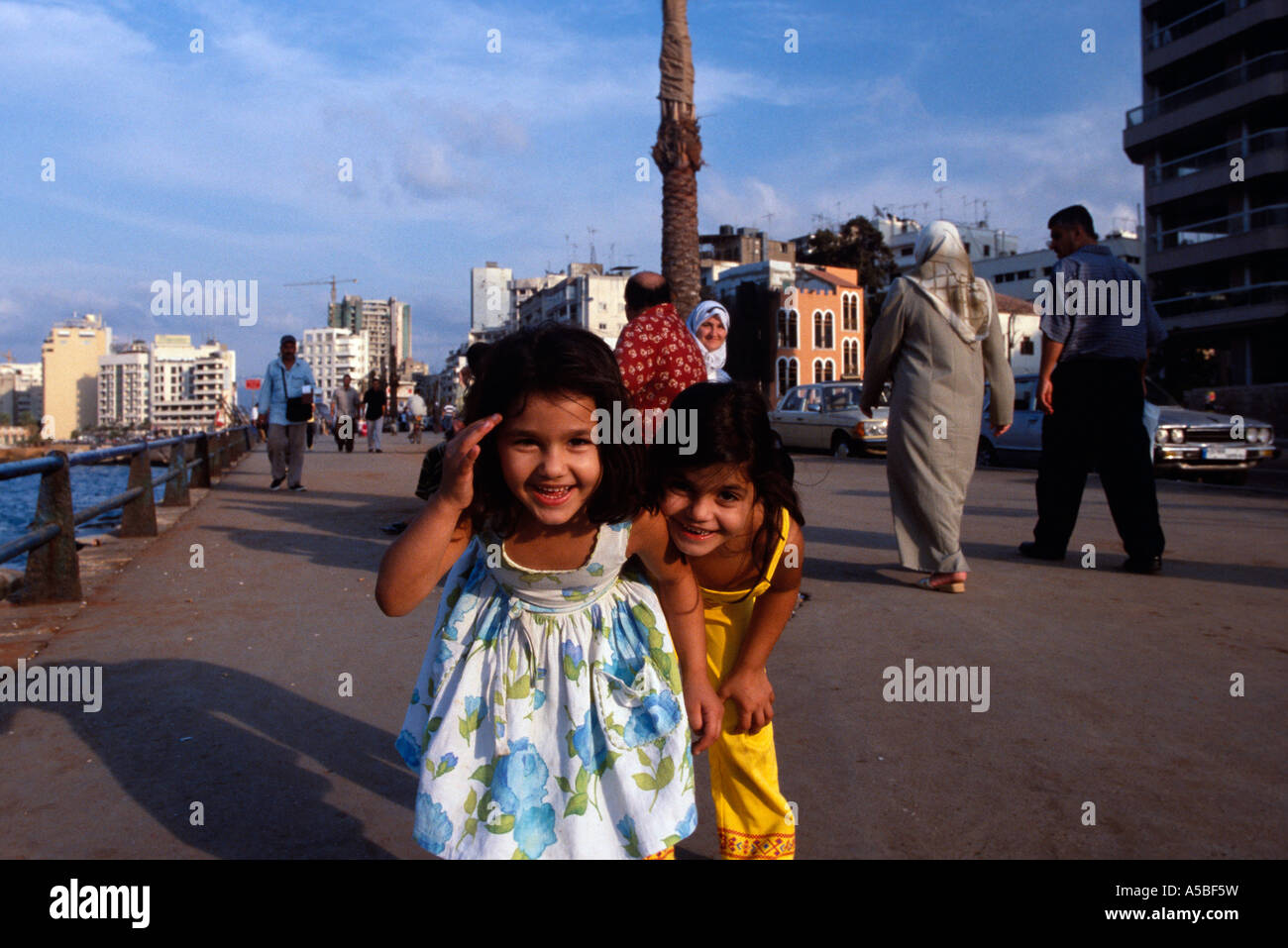Children at La corniche Beirut Stock Photo - Alamy