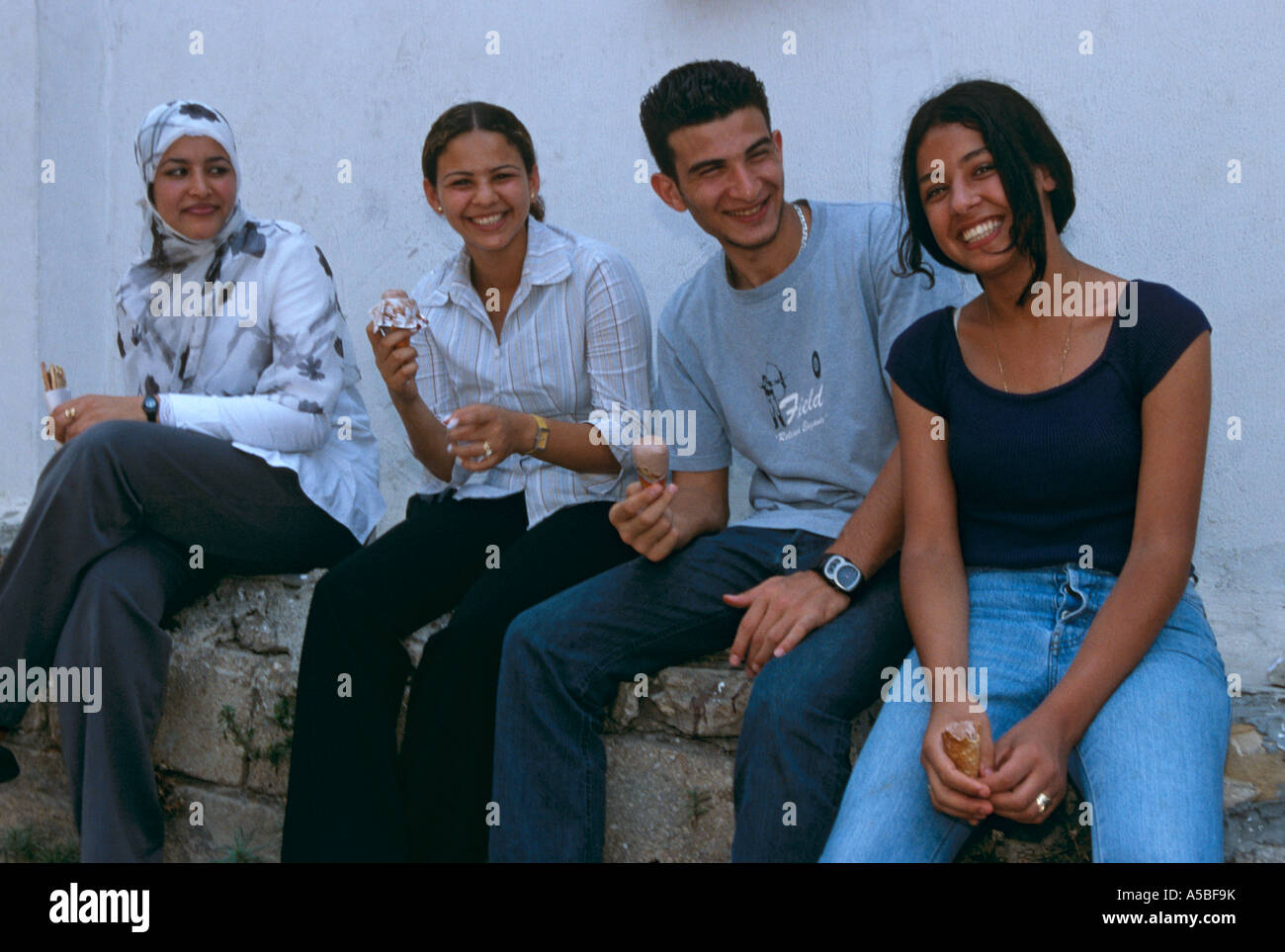Lebanese youth sitting together Beirut Stock Photo - Alamy
