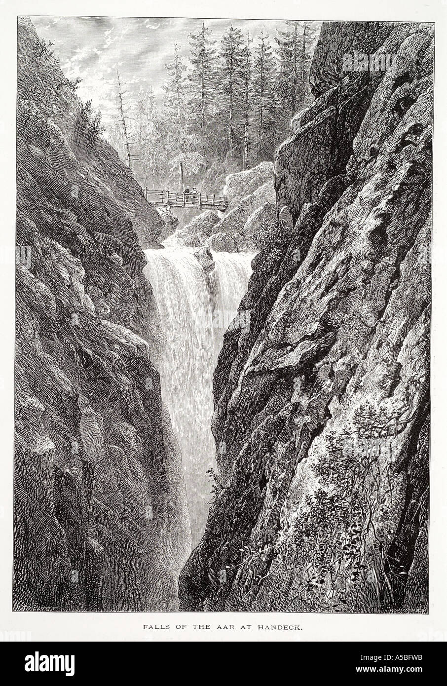 river aar at handeck Austrian Austria Alp alpine bridge rock boulder ...