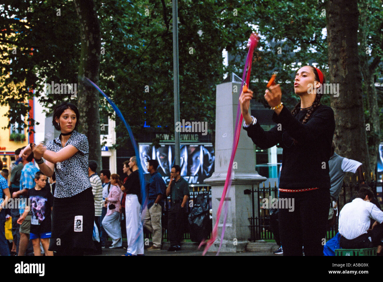 Street performers, Leicester Square, London, England, UK Stock Photo ...