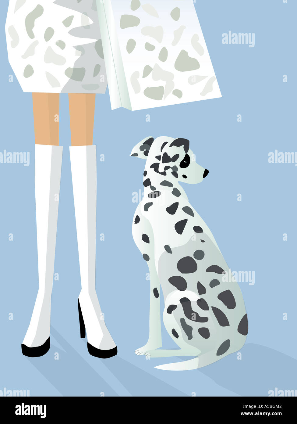 Low section view of a woman standing with a dog beside her Stock Photo ...