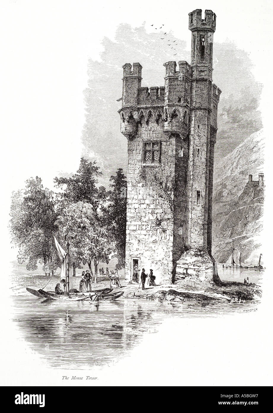 mouse tower Bingen Mäuseturm Burgruine Ehrenfels medieval toll point ...