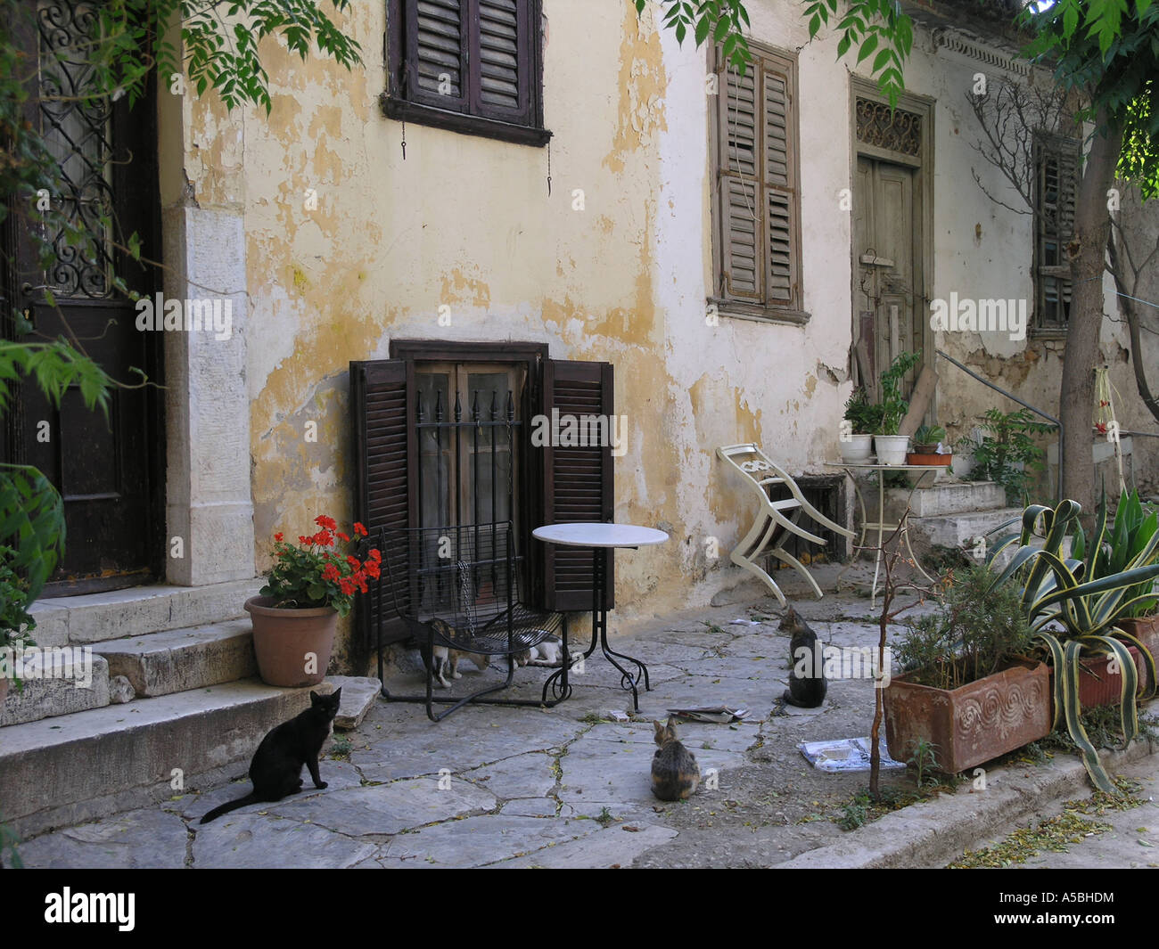 quarter Anafiotika below Acropolis early morning still life with ...