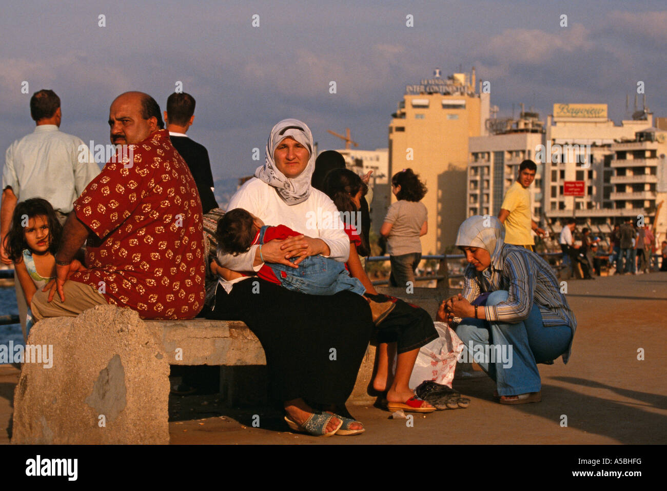 People at the La Corniche in Beirut Lebanon Stock Photo - Alamy