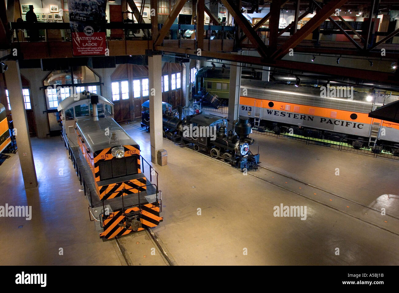 Displays inside the California State Railroad Museum in Old Sacramento ...
