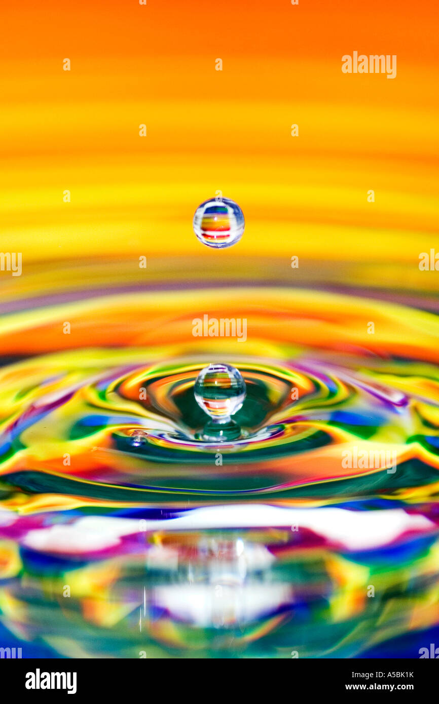 Rainbow coloured water drop ripple hi-res stock photography and images ...