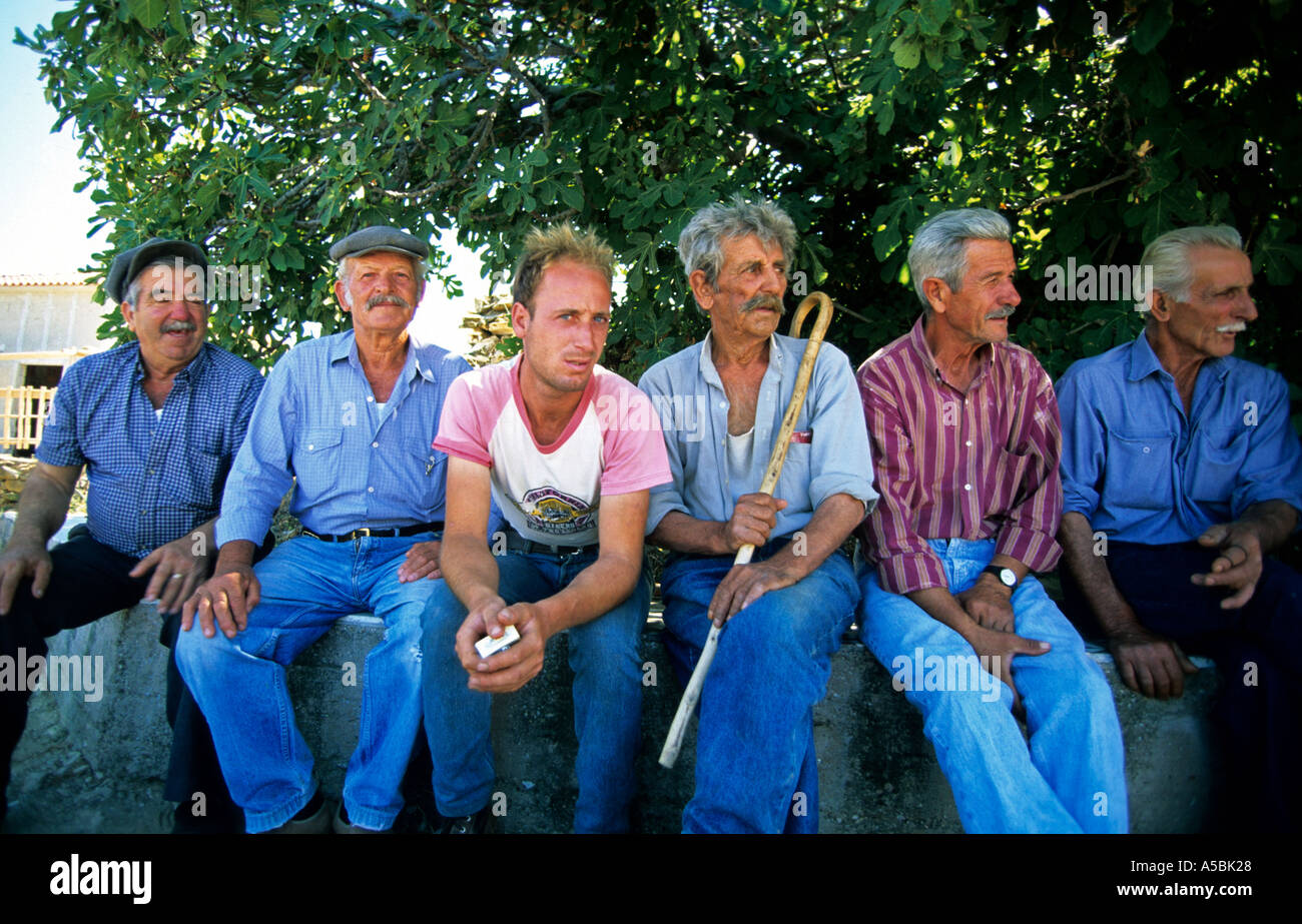 greece greek faces sporades skopelos a group of old and young men Stock ...