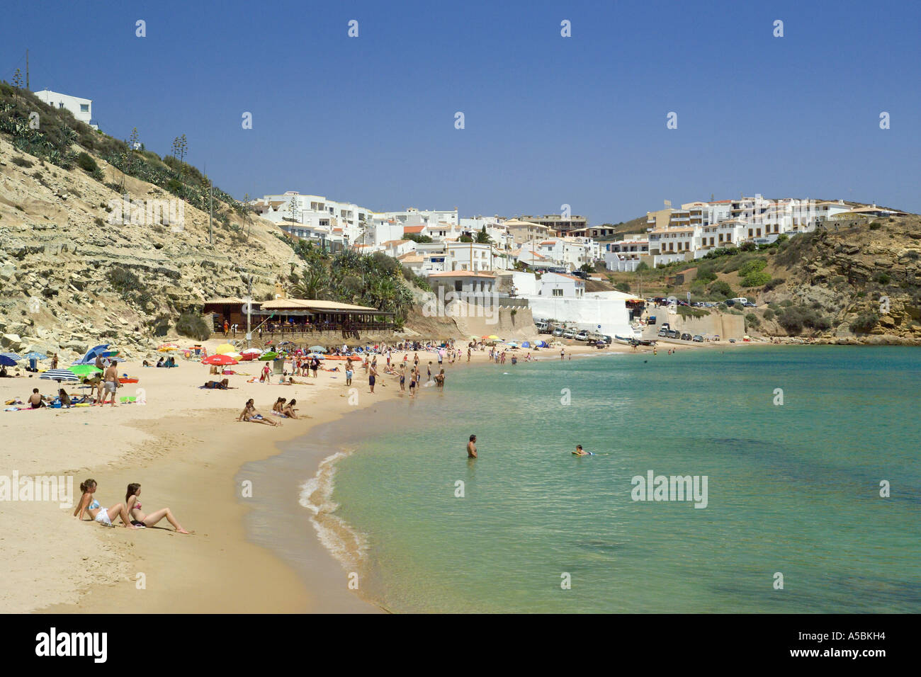Burgau village and beach in the Western Algarve, Portugal Stock Photo ...