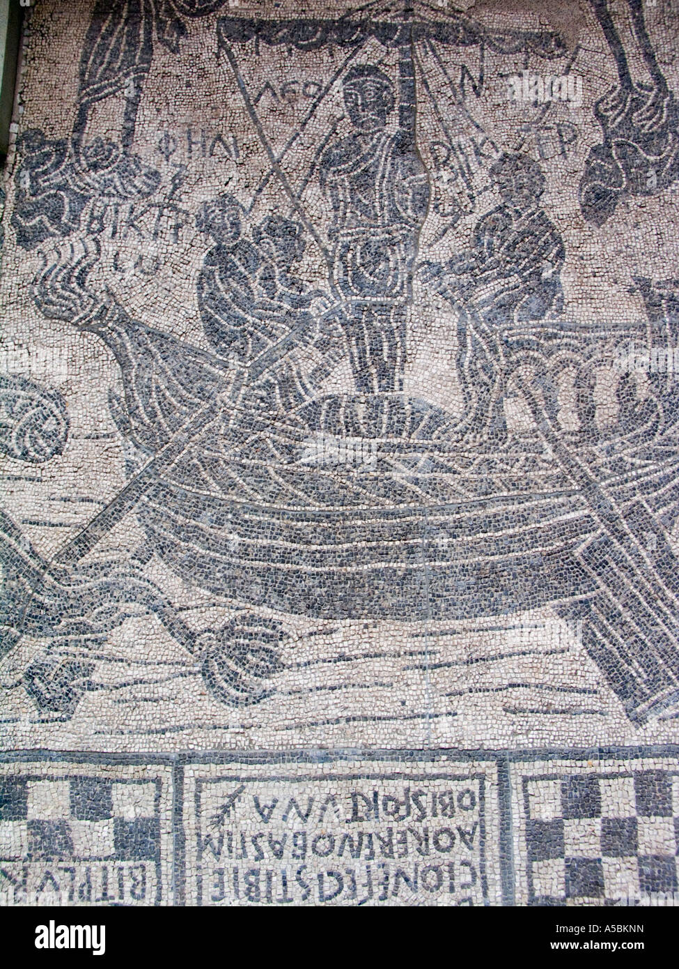 roman ancient mosaic, boat sailing Stock Photo - Alamy