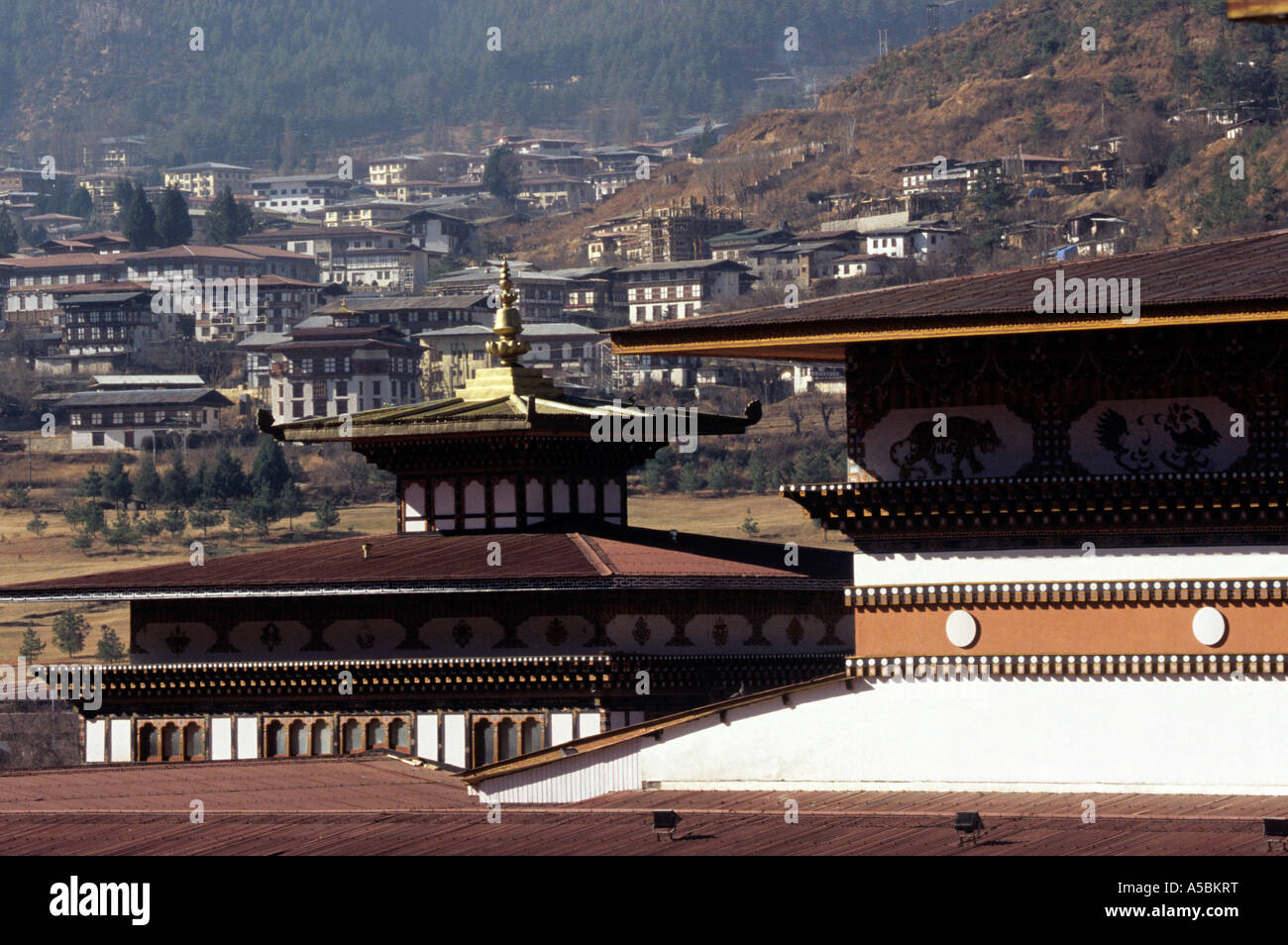 View over roof of Buddhist monastery, Bhutan Stock Photo - Alamy