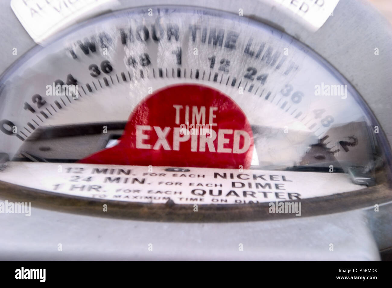 Parking meter with its time expired flag showing Stock Photo - Alamy