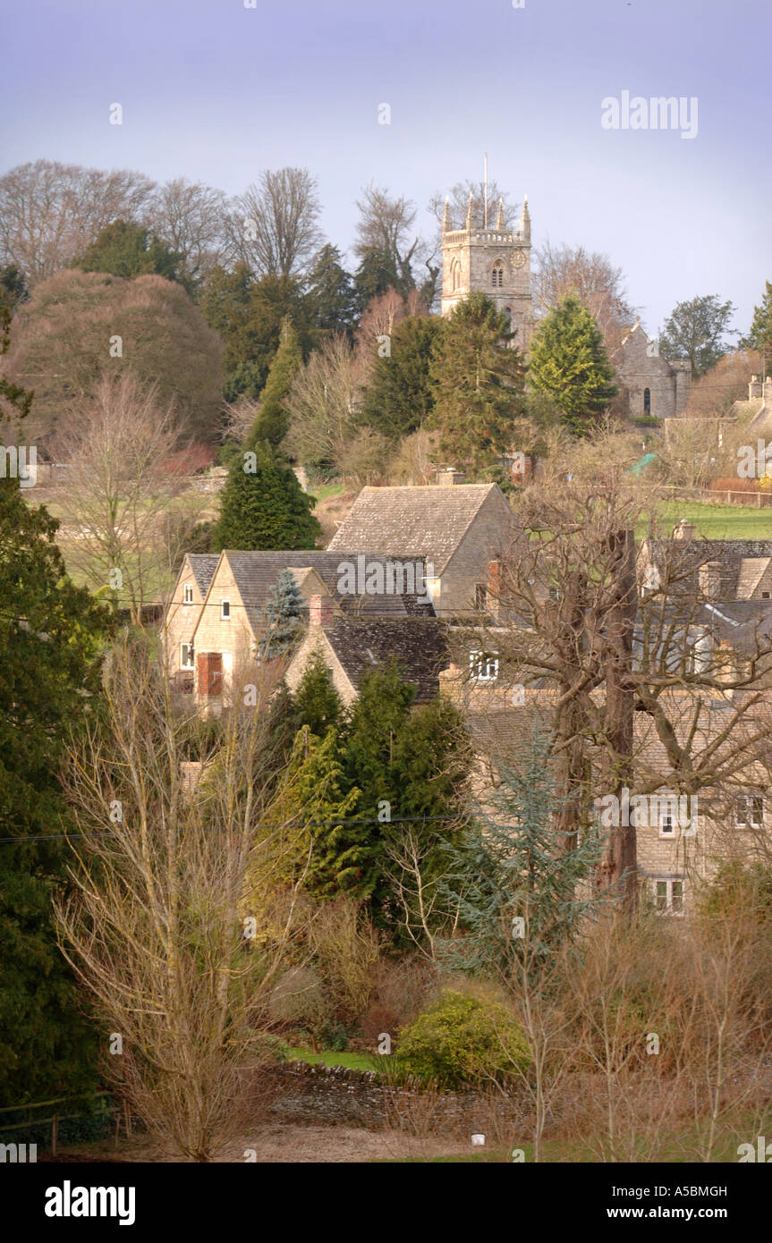 VIEW OF ST JOHN THE BAPTIST S CHURCH AND THE COTSWOLD VILLAGE OF COLN ...