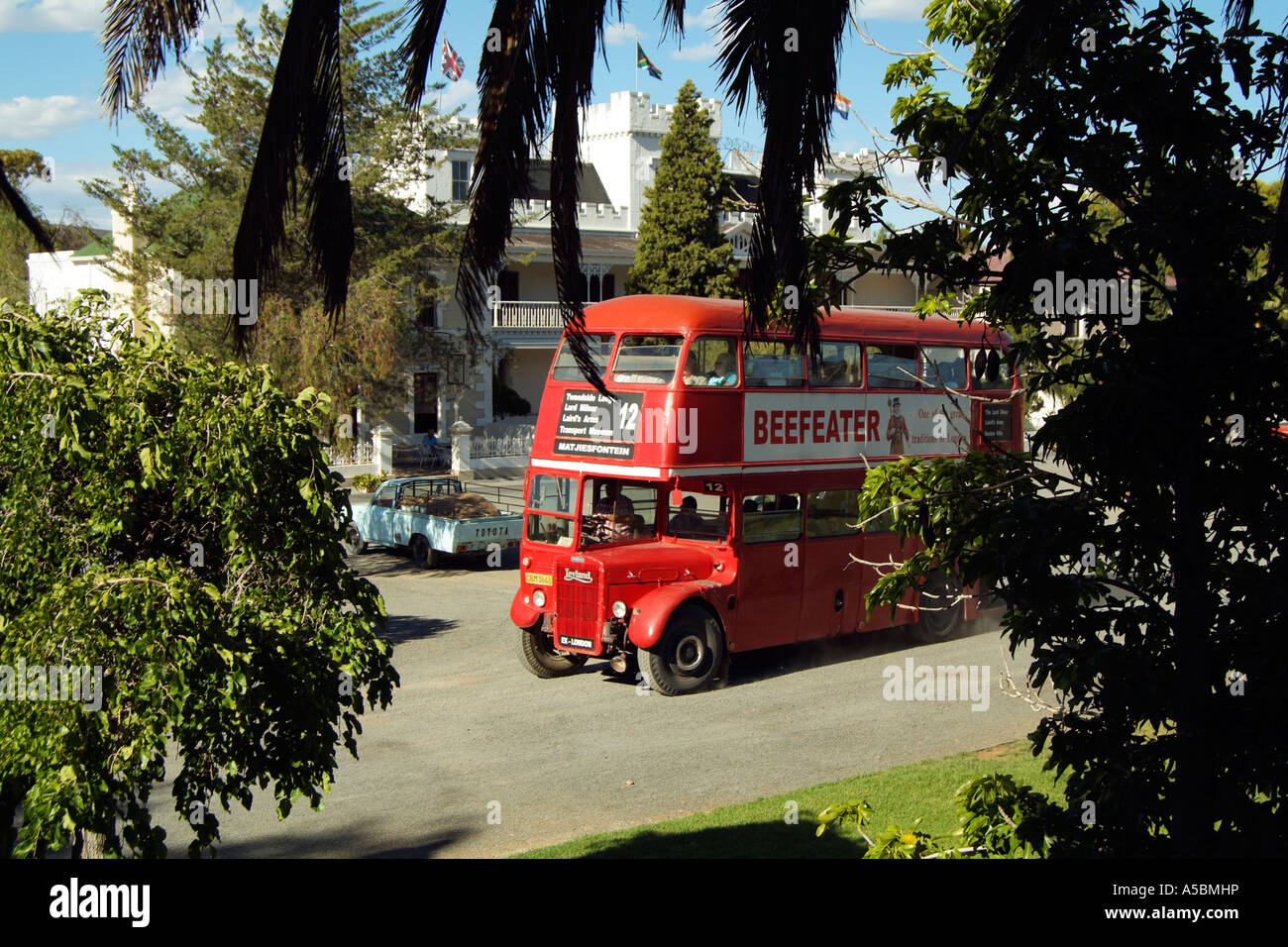 Old red London Bus at Matjiesfontein South Africa RSA Stock Photo - Alamy