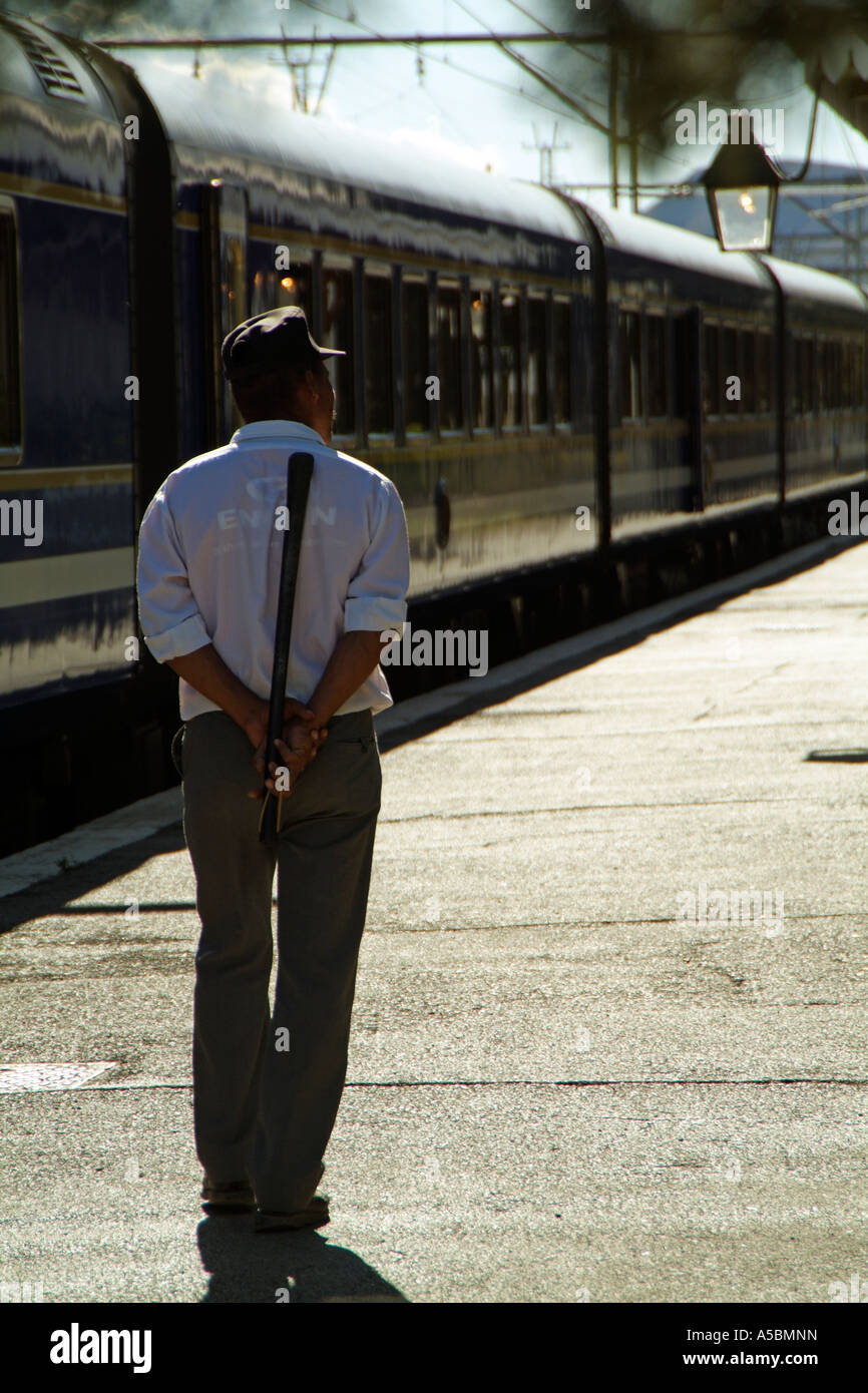 Security guard with baton. The Blue Train. South Africa RSA Stock Photo ...