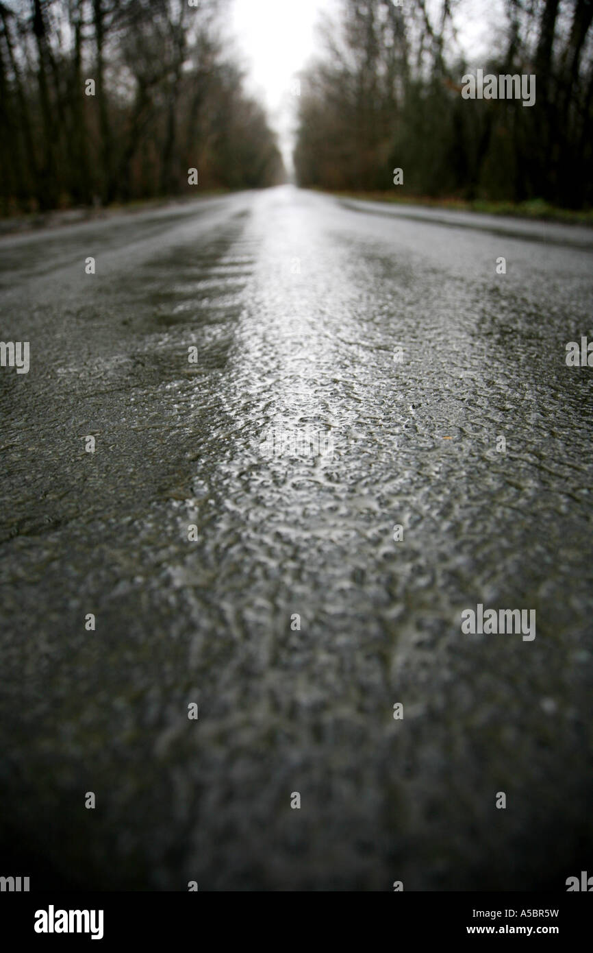 Road in the rain UK countryside Stock Photo - Alamy