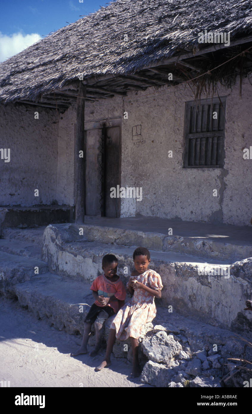 Two children at Zanzibar orphanage Paje village, Tanzania Stock Photo ...