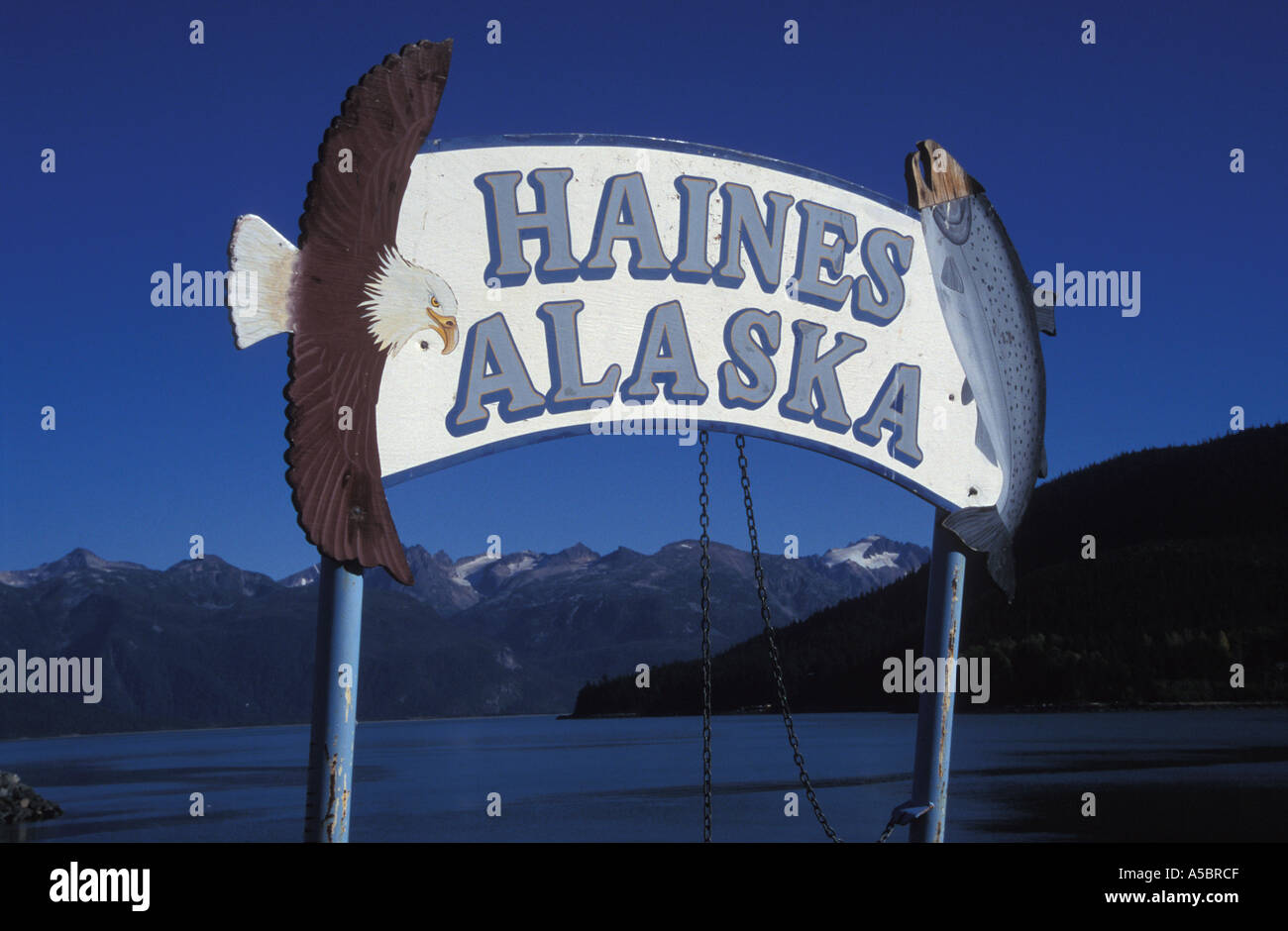 Haines Harbour sign Alaska USA Stock Photo - Alamy