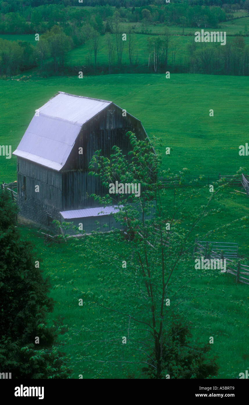 Farm building and pasture in spring Manitoulin Is. Ontario Stock Photo ...
