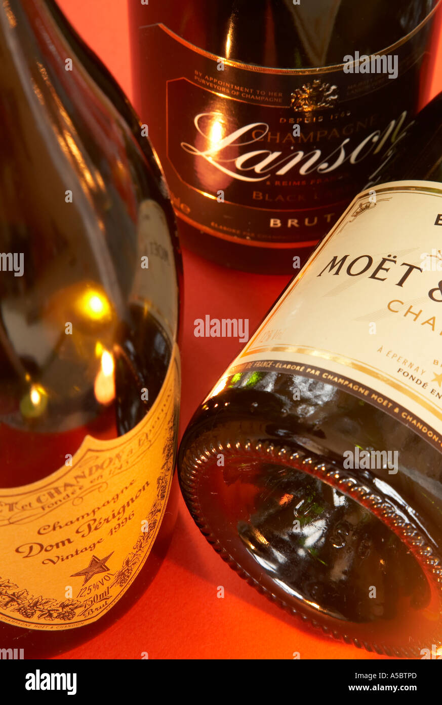 champagne bottles - three brands Stock Photo - Alamy