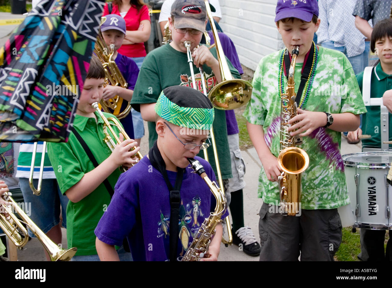 Youth band playing musical instruments. In the Heart of the Beast May ...