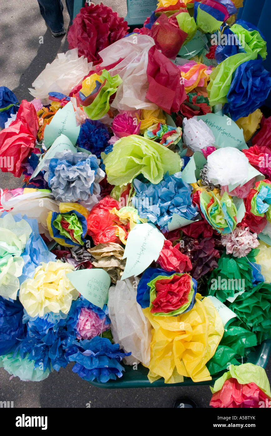 Cart full of fanciful paper flower bouquets. In the Heart of the Beast ...