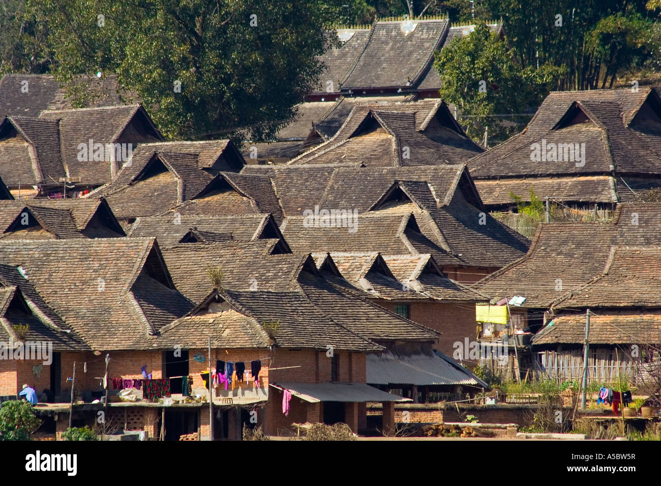 Hani Ethnic Minority Village Akha Wooden Houses Gelanghe Xishuangbanna ...