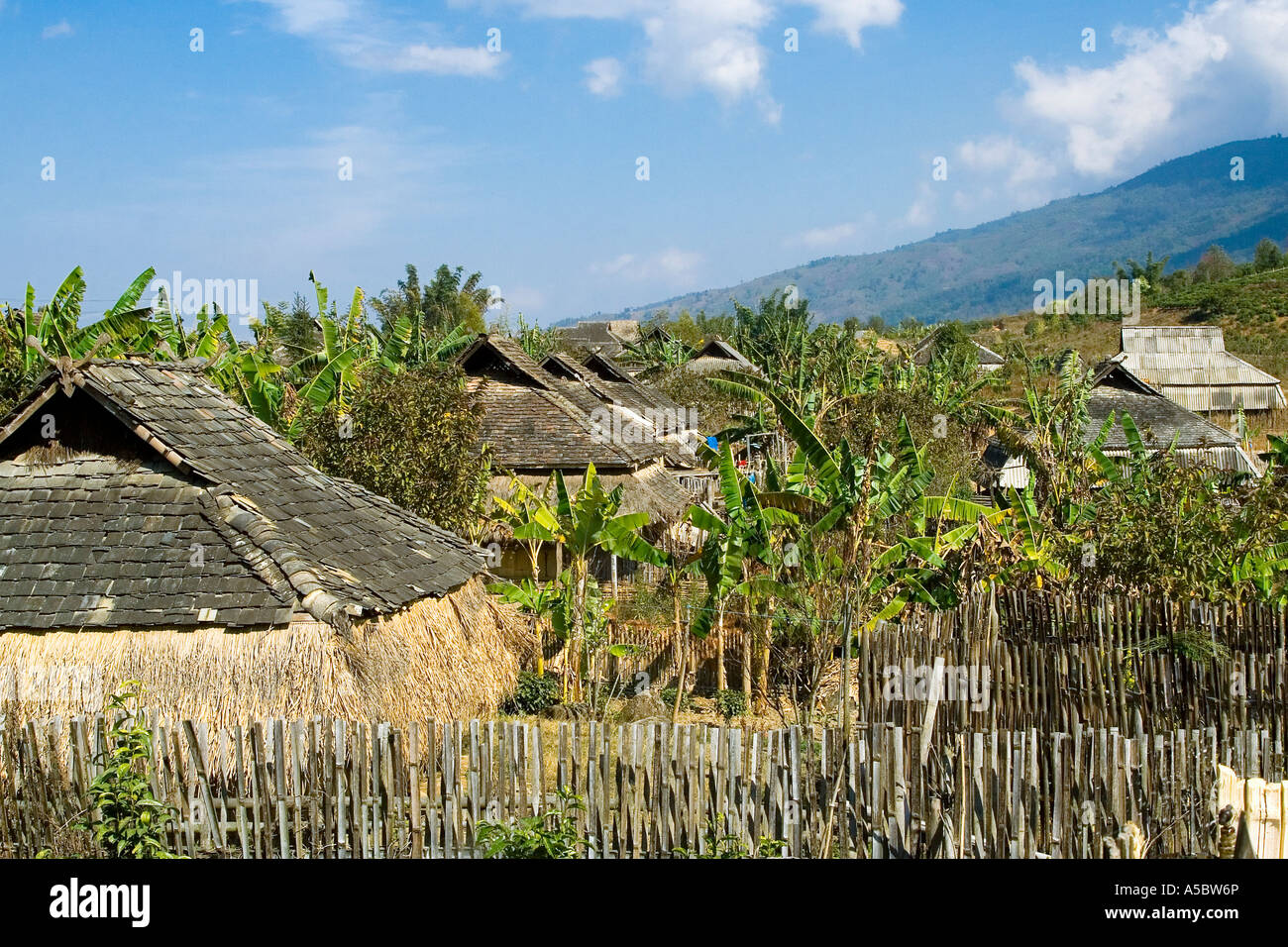 Hani Ethnic Minority Village Akha Wooden Houses Gelanghe Xishuangbanna ...