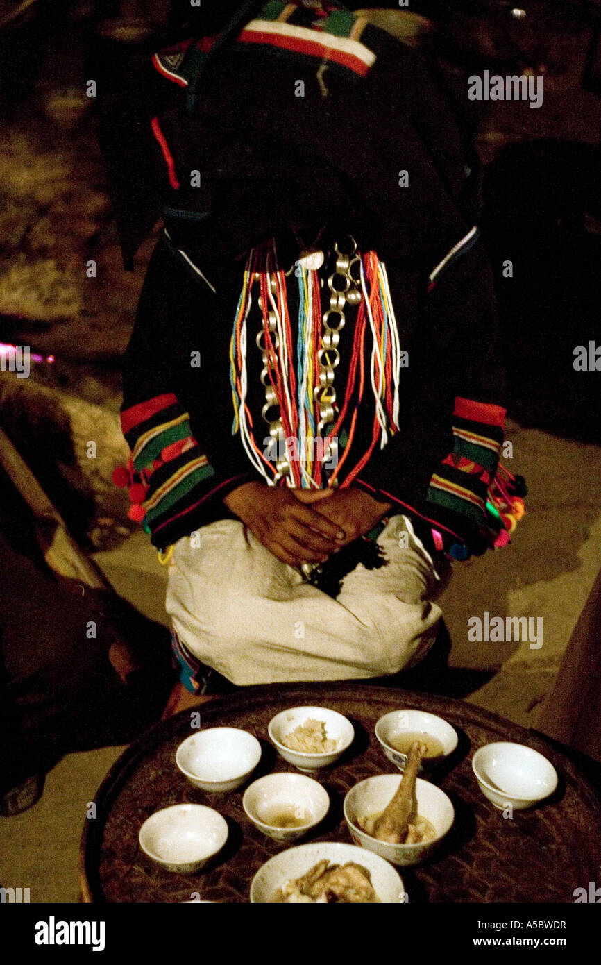 Veiled Bride of a Akha Hani Wedding Ceremony Gelanghe China Stock Photo ...