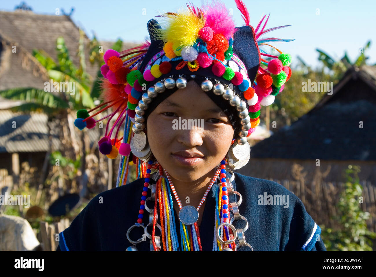 Bride of a Akha Hani Wedding Gelanghe China Stock Photo - Alamy